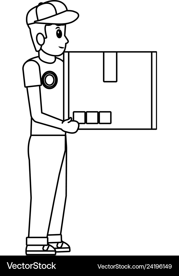 Delivery guy with box Royalty Free Vector Image