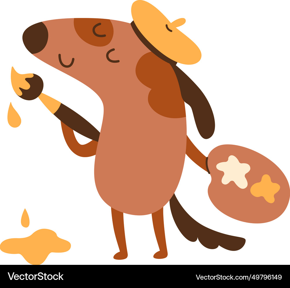 Dog painting with brush Royalty Free Vector Image