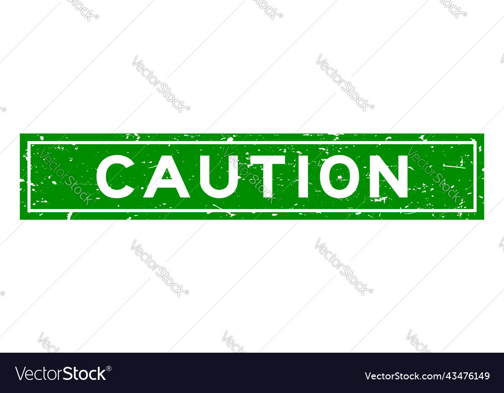 Grunge green caution word square rubber seal Vector Image