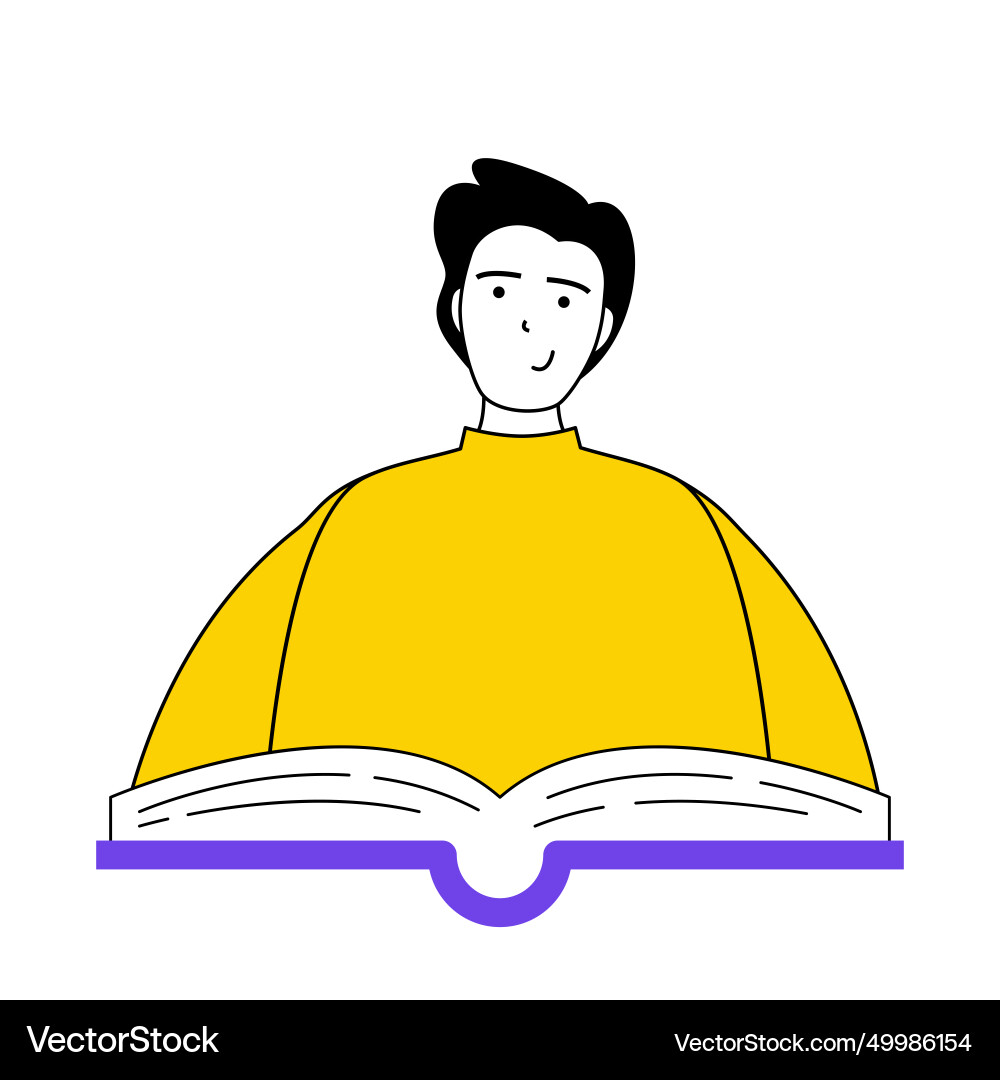 Book reading concept with cartoon people in flat Vector Image