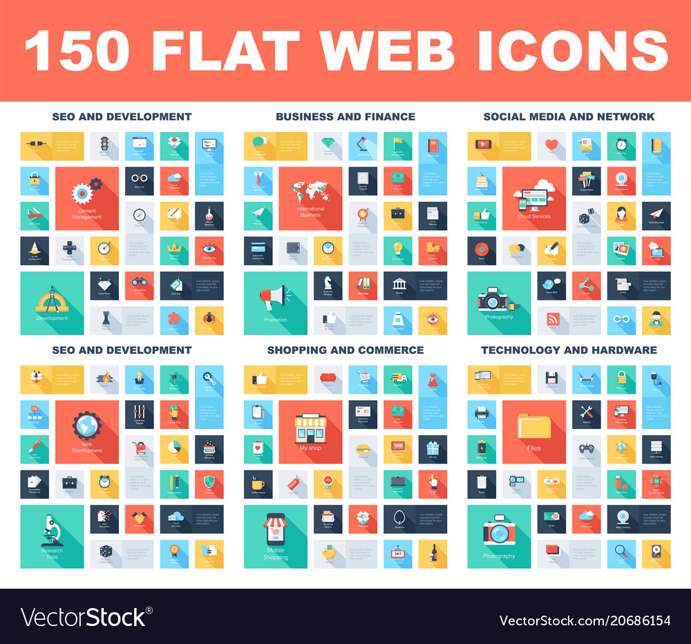 Flat web icons Royalty Free Vector Image - VectorStock