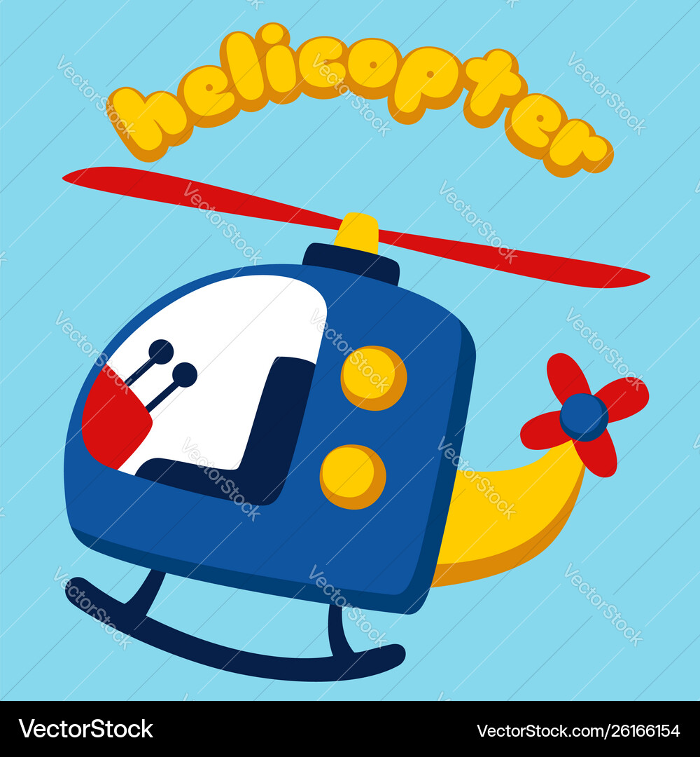 Helicopter cartoon on blue sky background Vector Image