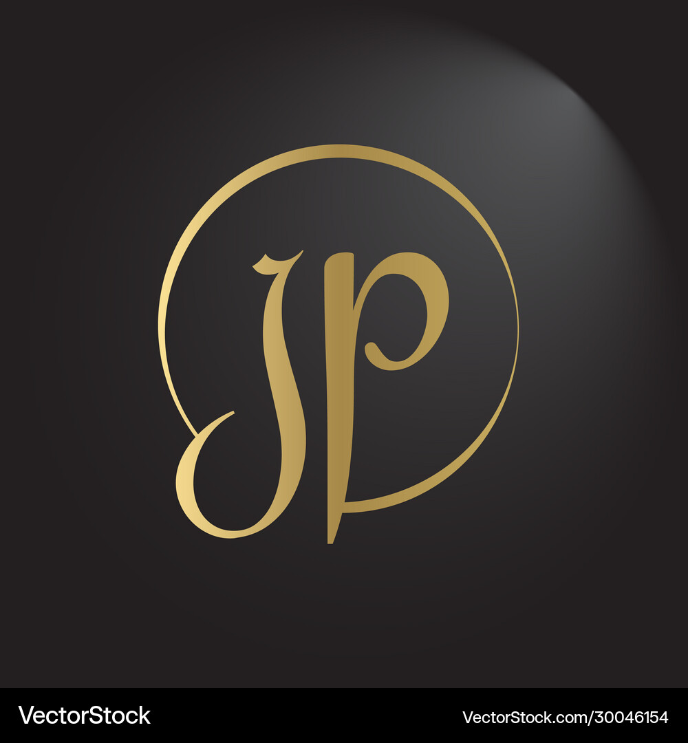 JP Initial Logo Template - Gold & Black Vector Image