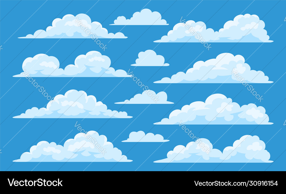 Set cartoon clouds Royalty Free Vector Image - VectorStock