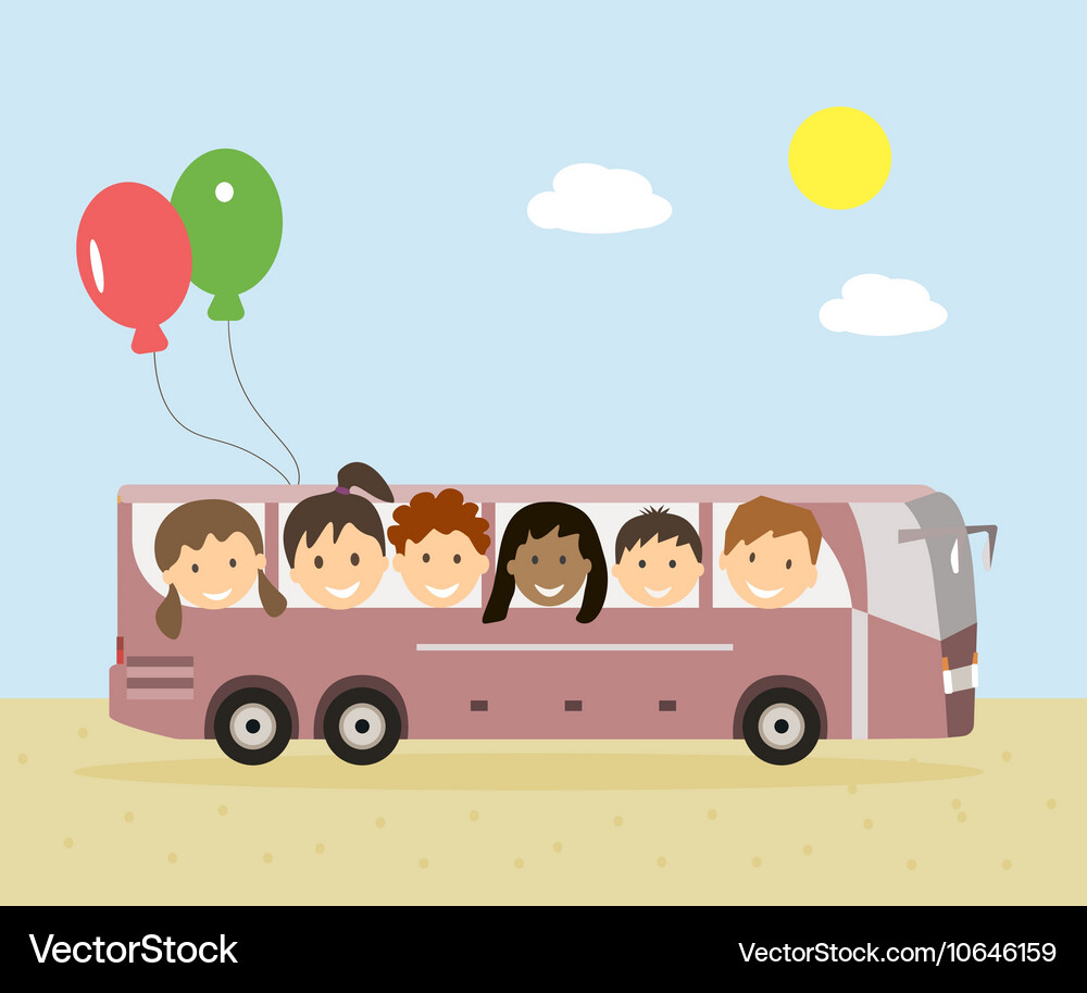 Kids traveling by bus Royalty Free Vector Image