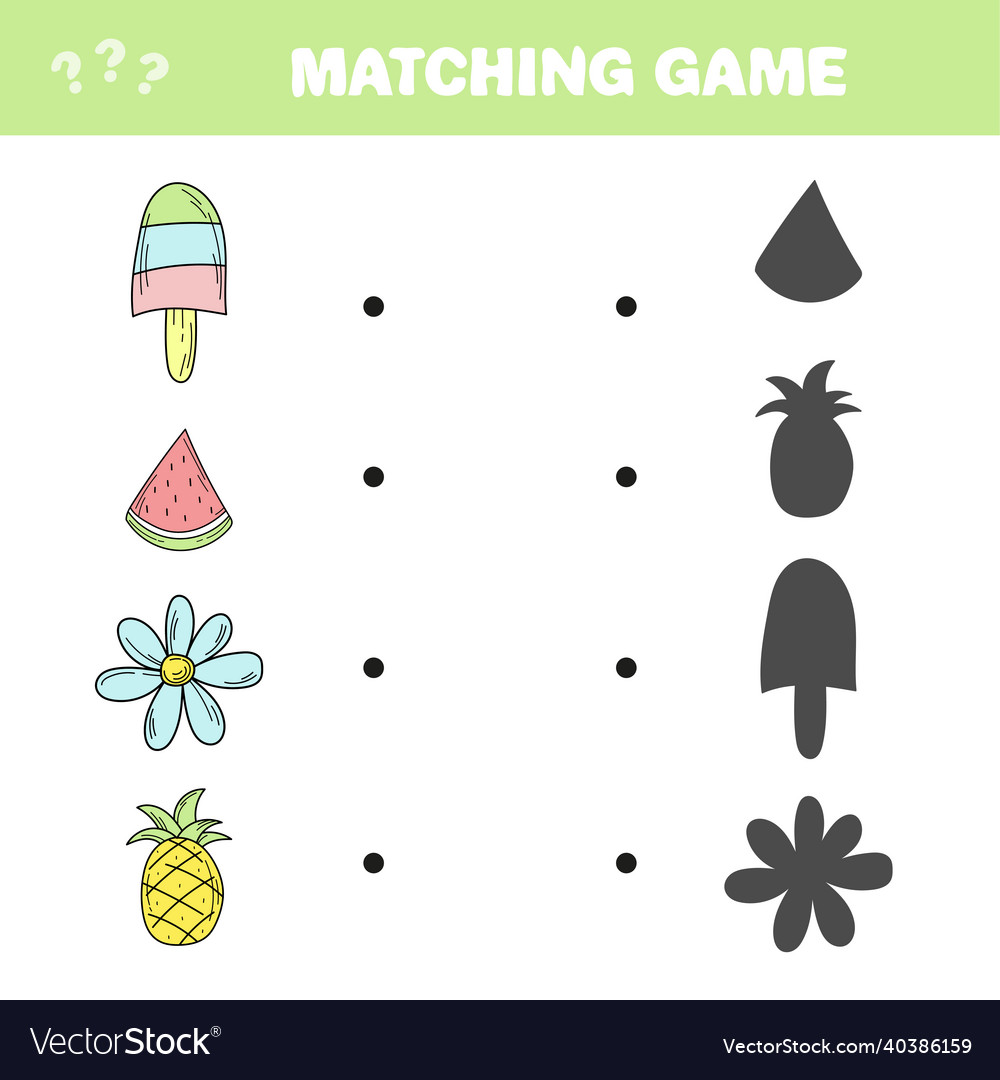 Matching game find the correct shadow of summer Vector Image