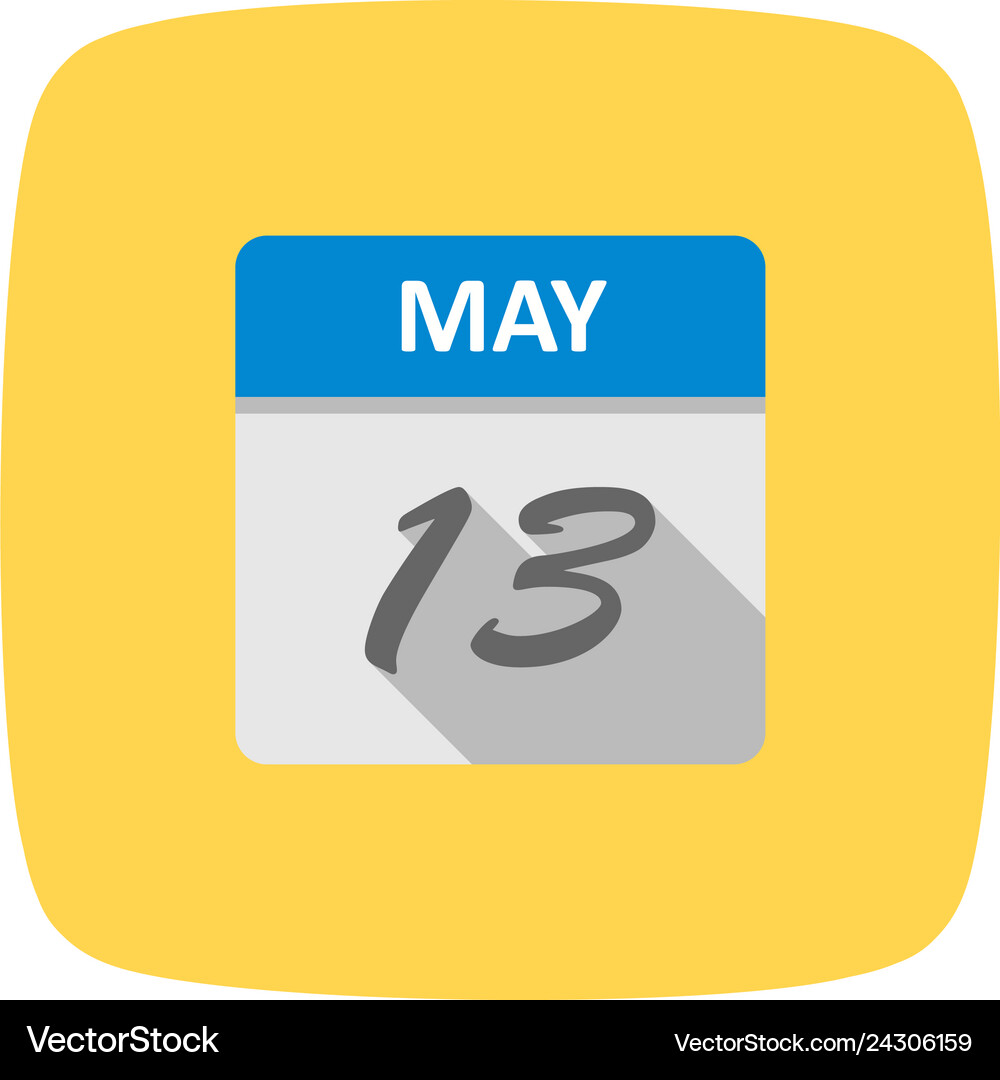 May 13th date on a single day calendar Royalty Free Vector