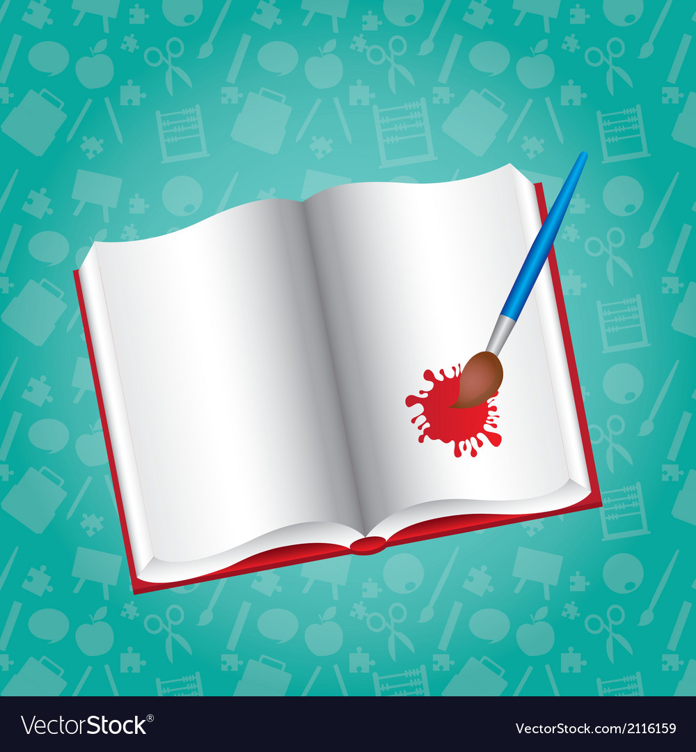 Red Notebook With A Little Brush Royalty Free Vector Image