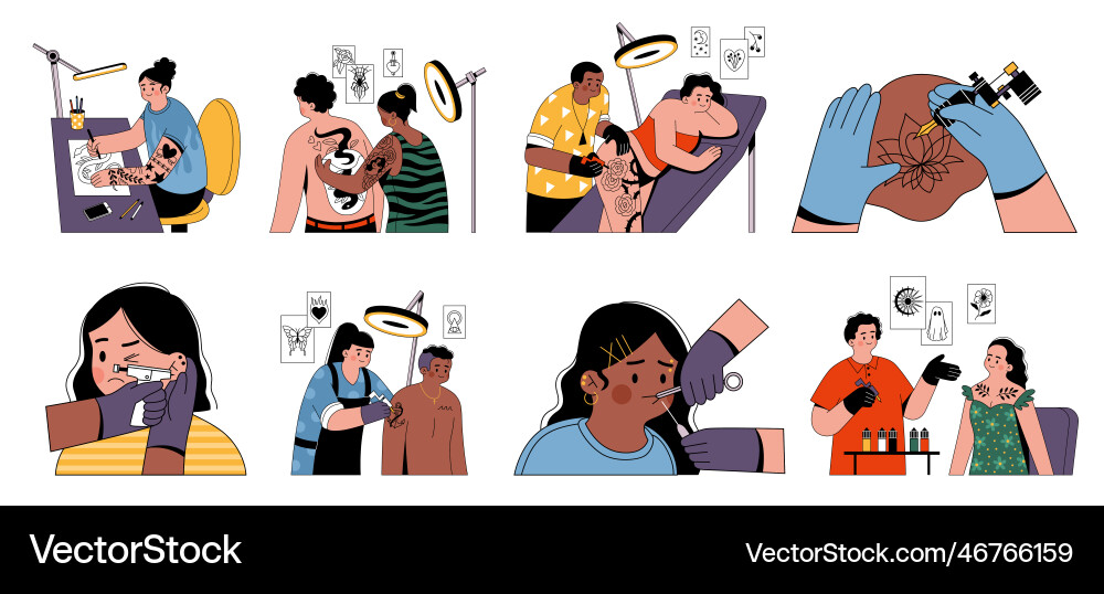 Tattoo artists work professional tattooists Vector Image