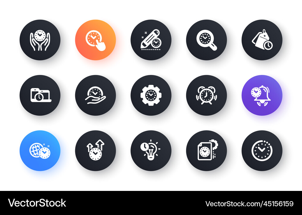 Time management icons alarm clock timer plan Vector Image