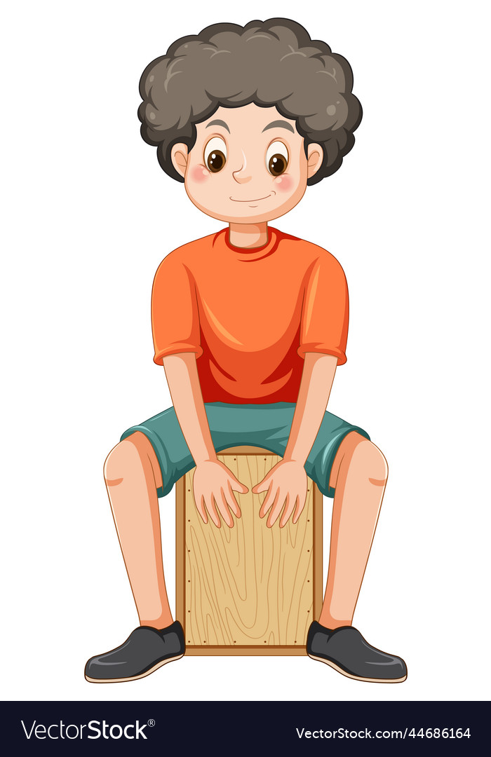 Boy playing cajon drum Royalty Free Vector Image Boy playing cajon drum Royalty Free Vector Image