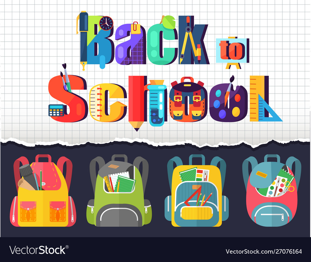 Colored school backpack back Royalty Free Vector Image