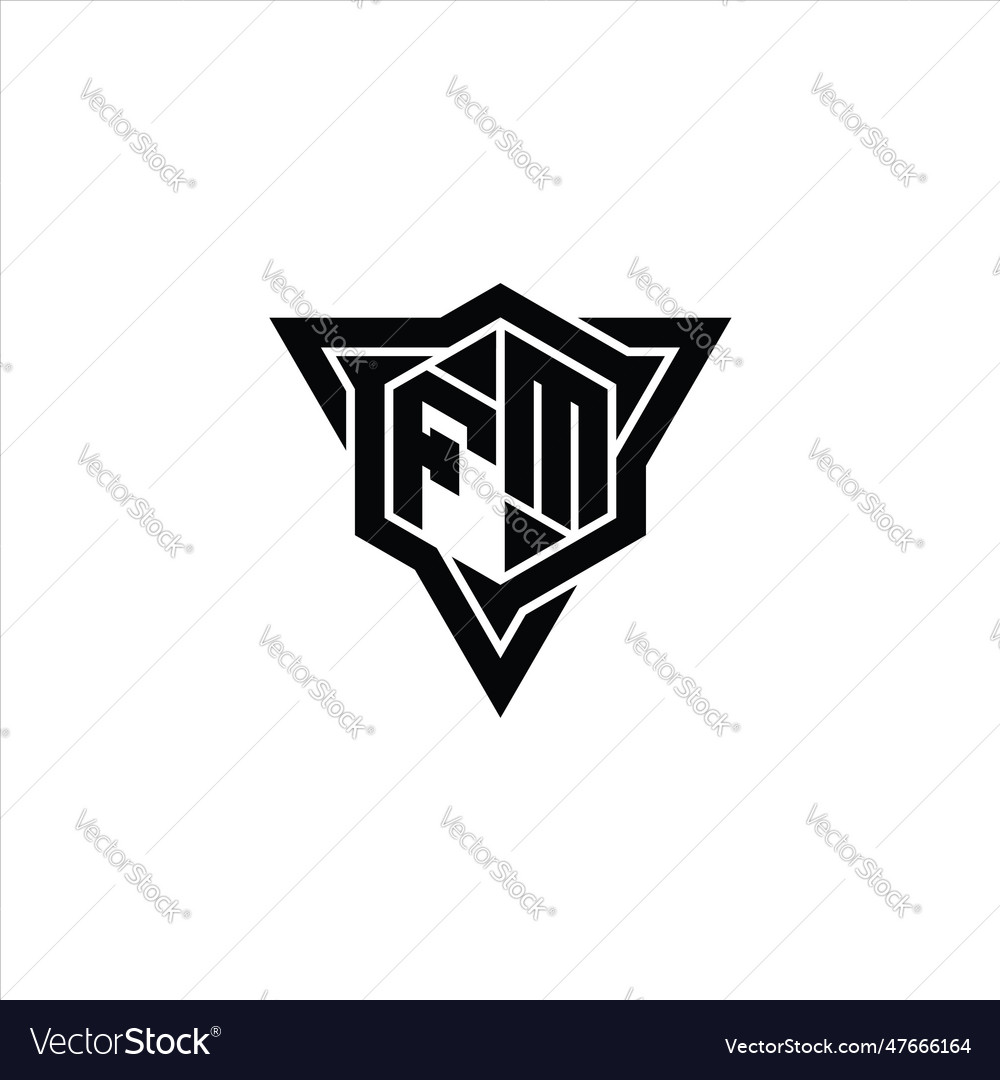 Fm logo monogram hexagon shape with triangle Vector Image