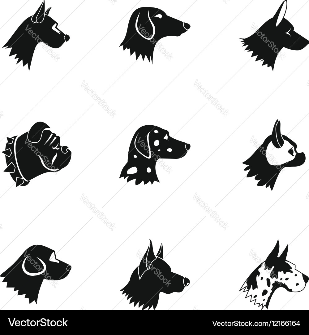 Pet dog icons set simple style Royalty Free Vector Image
