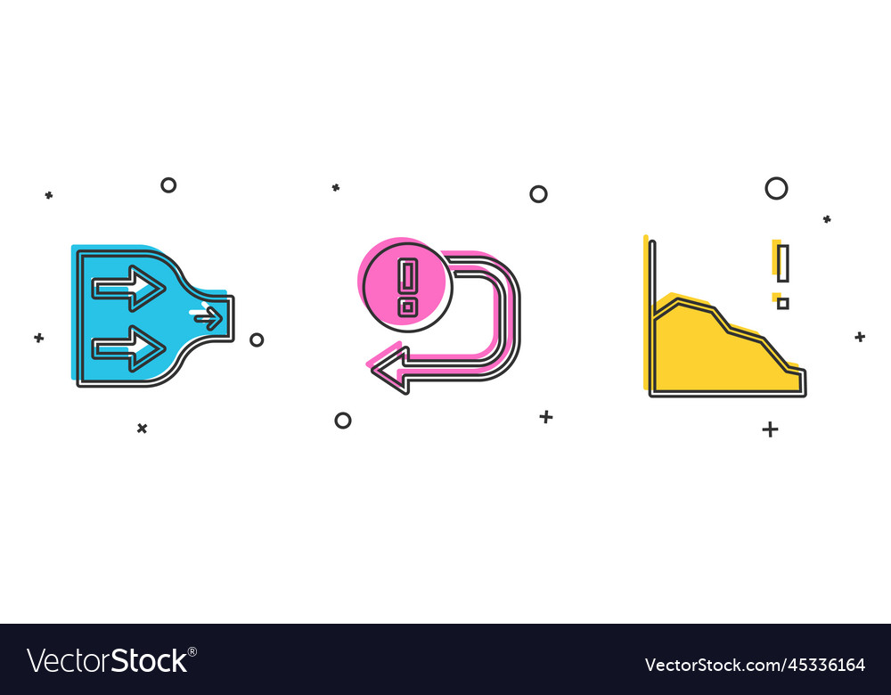 Set arrow and financial growth decrease icon Vector Image