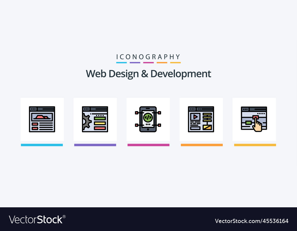 Web design and development line filled 5 icon Vector Image