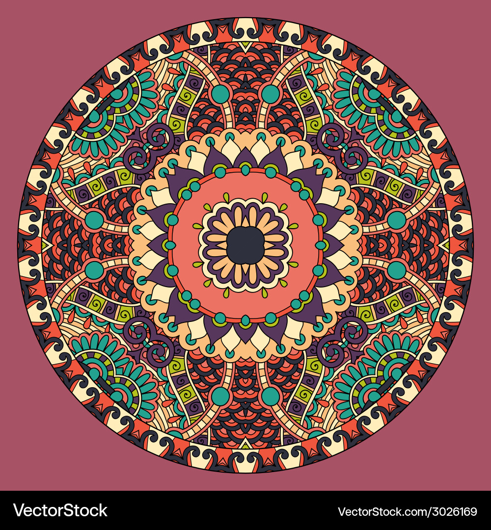 Decorative design of circle dish template round Vector Image