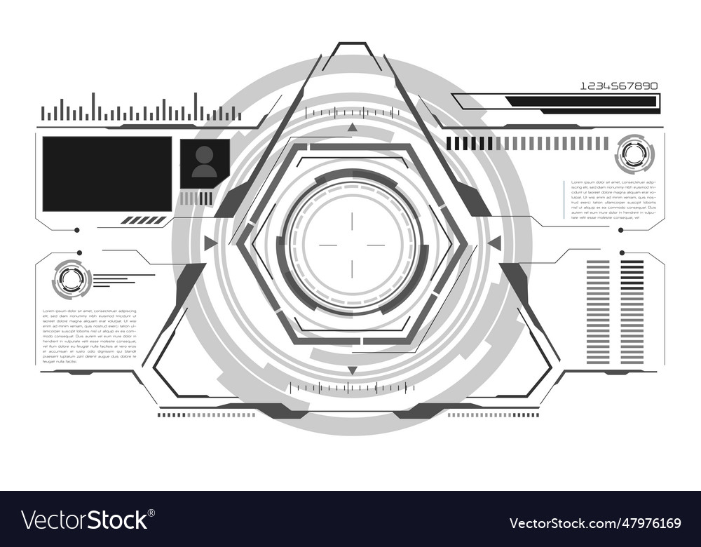 Hud sci-fi interface screen monochrome view Vector Image