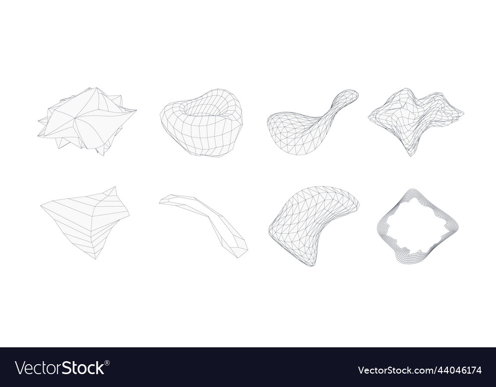 3d geometric shapes set wireframe figures Vector Image 3d geometric shapes set wireframe figures Vector Image