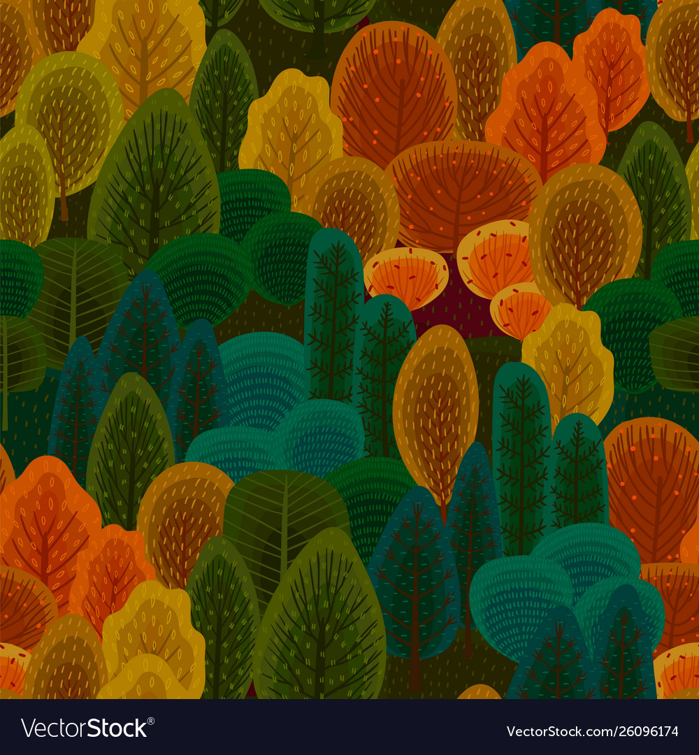 Abstract seamless pattern with autumn forest Vector Image
