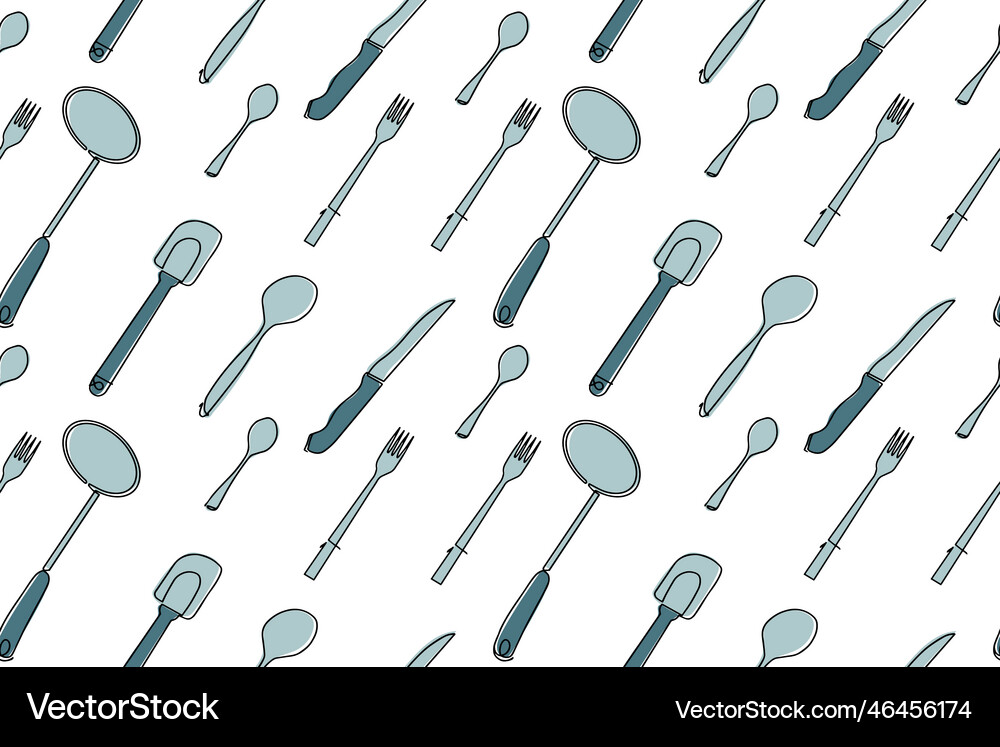 Cutlery seamless pattern background restaurant Vector Image