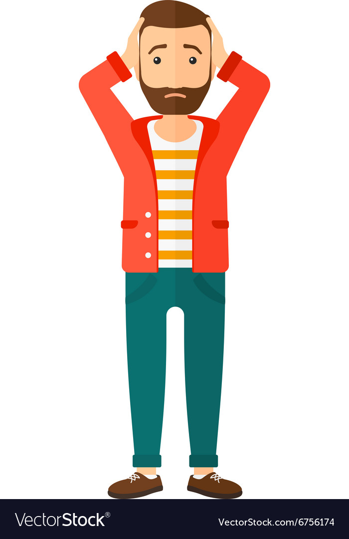 Man Clutching His Head In Desperate Royalty Free Vector