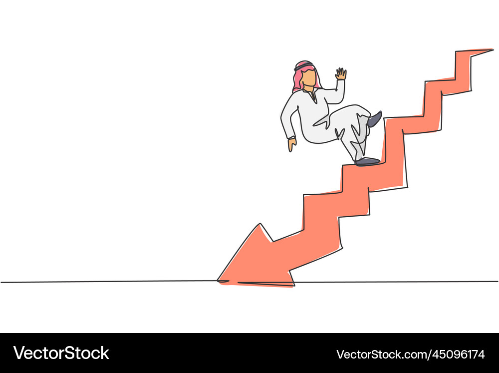 Single one line drawing of young arabic Royalty Free Vector