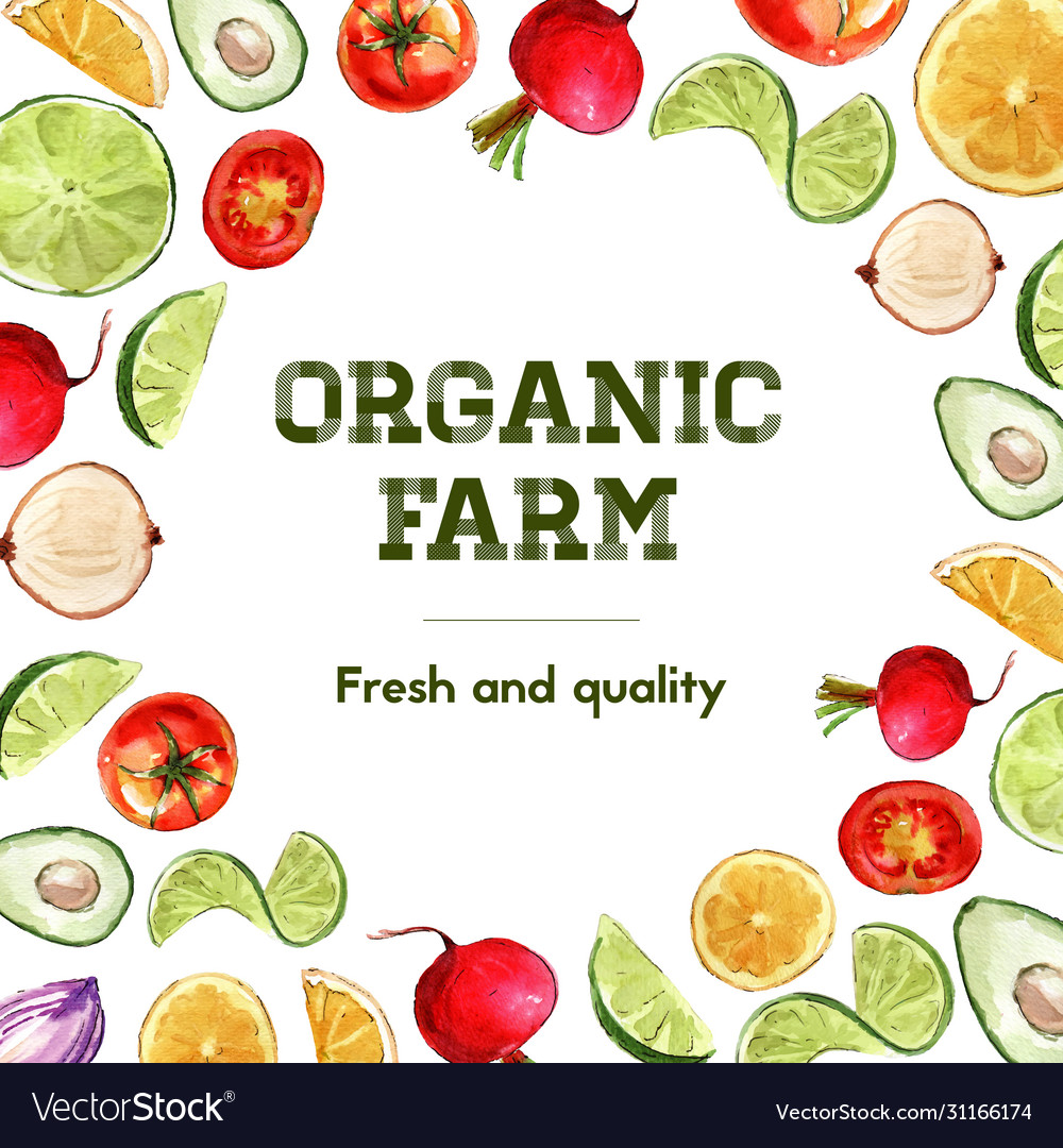 Vegetable watercolor paint collection fresh food Vector Image