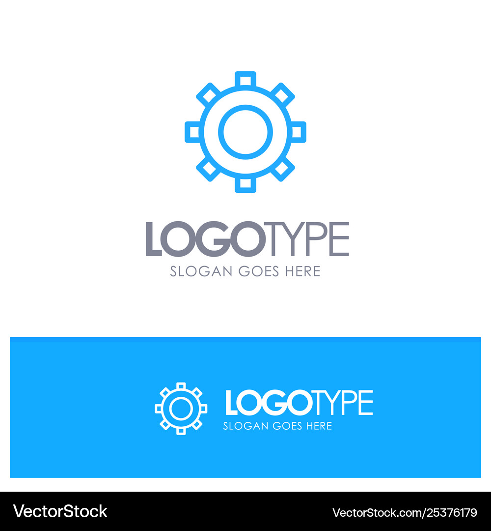 Cogs gear setting blue outline logo with place Vector Image
