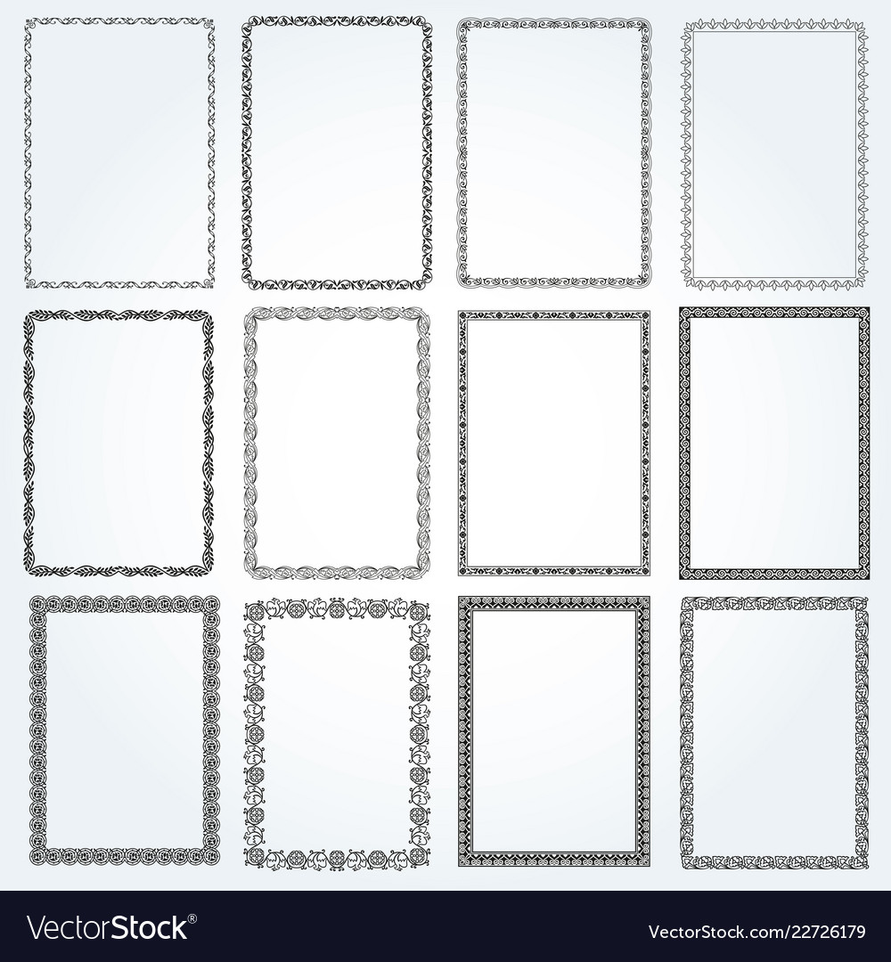 Decorative rectangle frames and borders set Vector Image