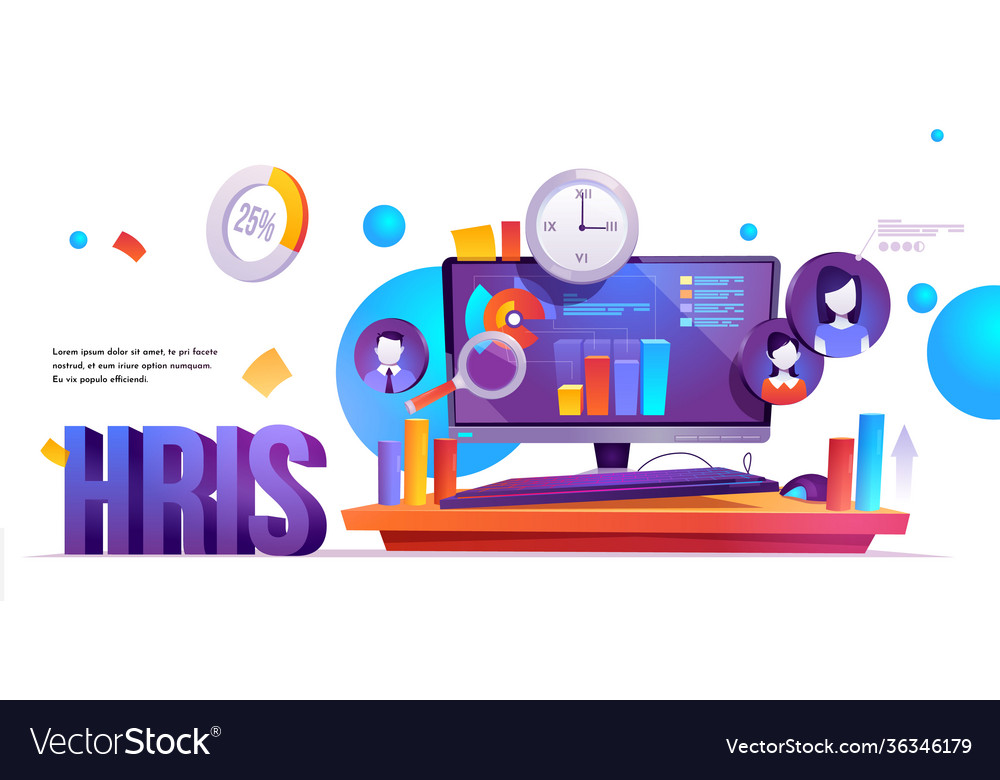 Hris human resources information system banner Vector Image Hris human resources information system banner Vector Image