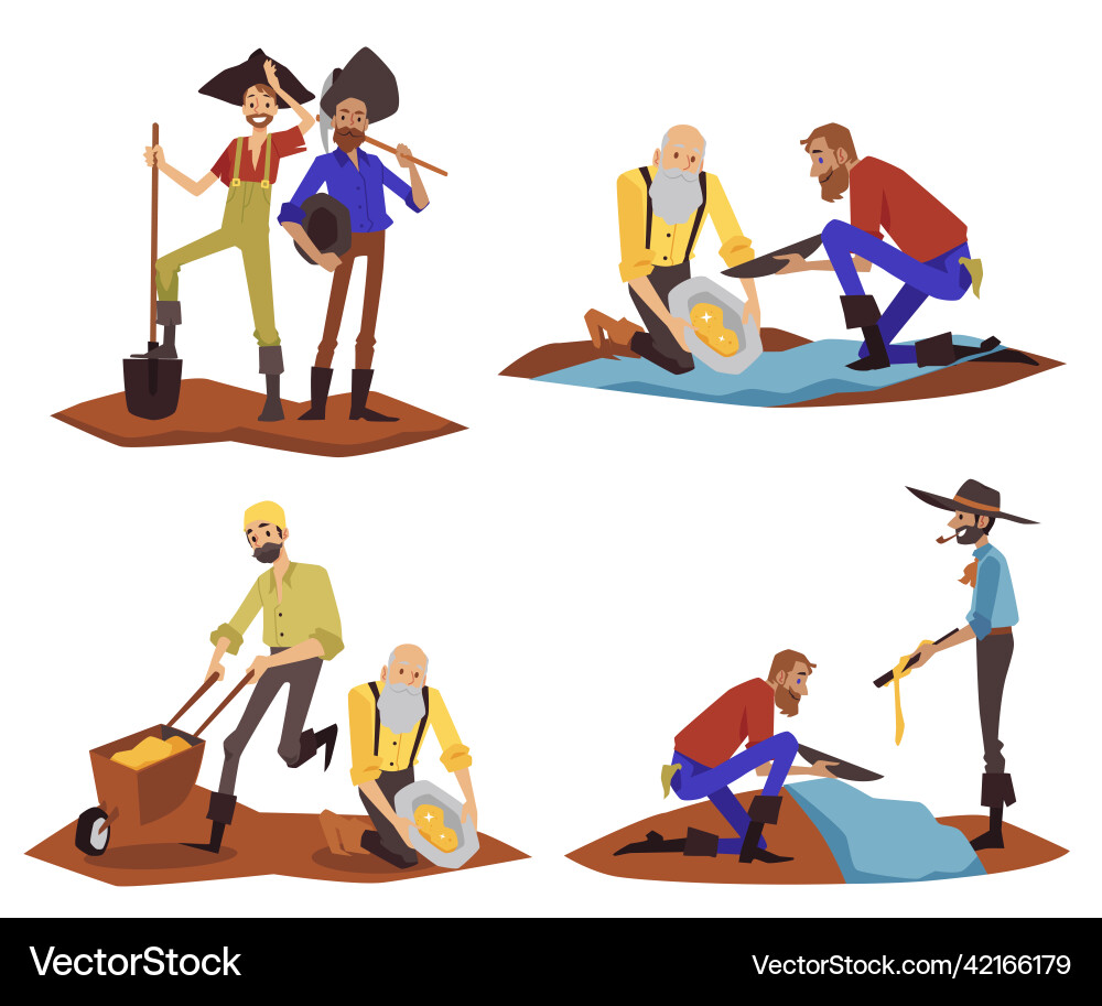 Male gold diggers from wild west during rush Vector Image