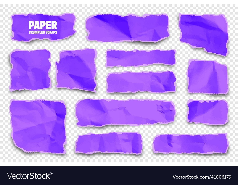 Violet ripped paper strips realistic colorful Vector Image Violet ripped paper strips realistic colorful Vector Image