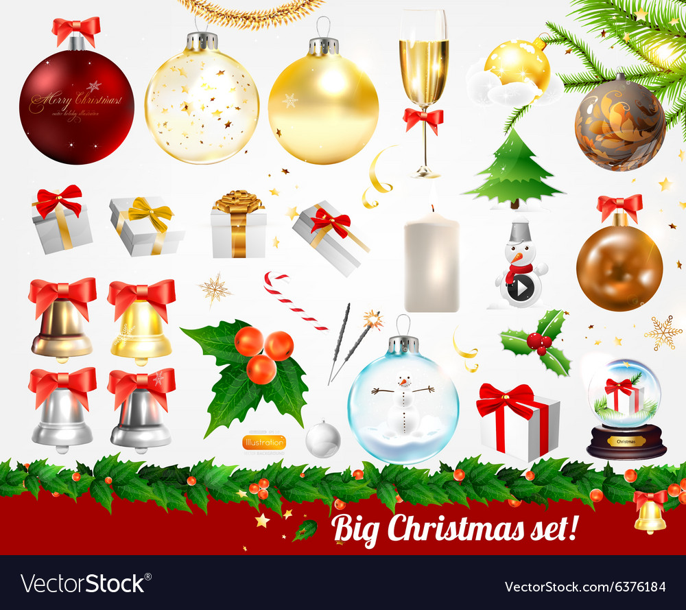 Christmas elements set Royalty Free Vector Image Christmas elements set Royalty Free Vector Image