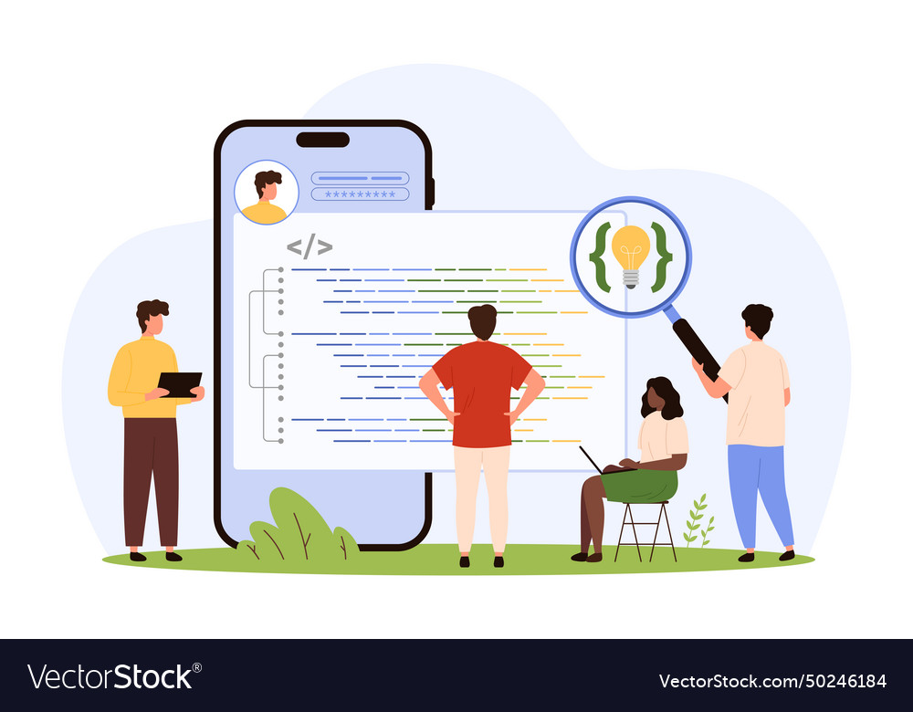 Mobile app and software development tiny people Vector Image