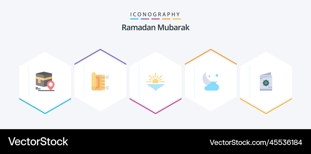 Ramadan 25 flat icon pack including cloud cresent Vector Image