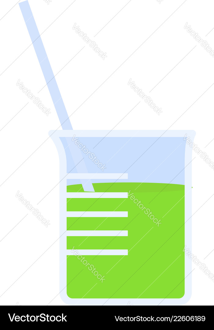 Green beaker icon flat style Royalty Free Vector Image