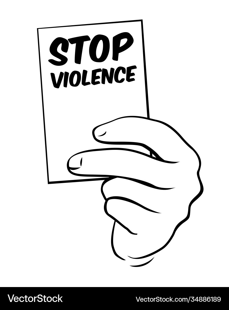 Hand with card and stop violence Royalty Free Vector Image
