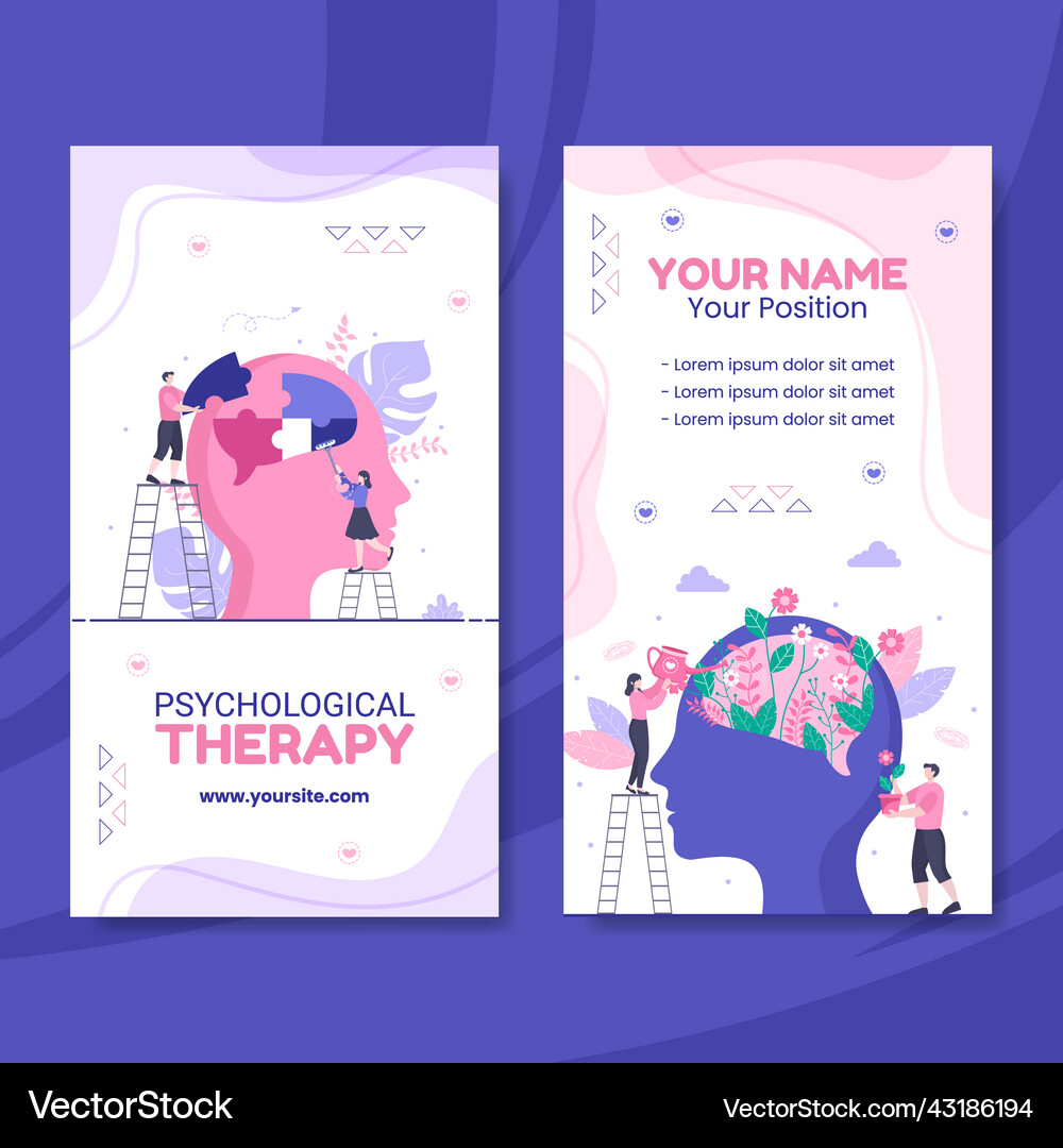 Psychology card vertical template flat cartoon Vector Image