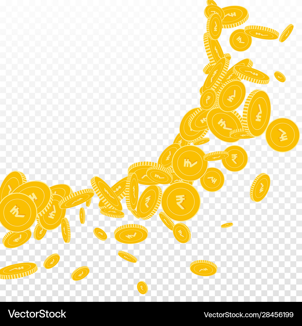 Indian rupee coins falling scattered floating inr Vector Image