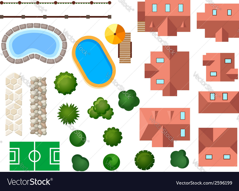 Landscape garden and architectural elements Vector Image