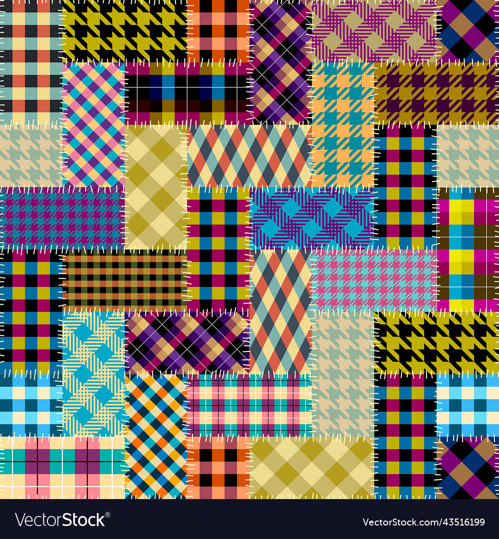 Patchwork textile pattern seamless quilting Vector Image