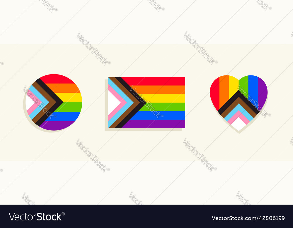 Progress pride flag heart circle design elements Vector Image Progress pride flag heart circle design elements Vector Image