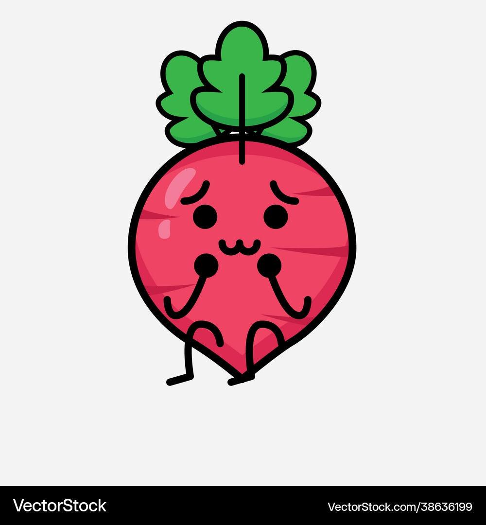 Red radish character with cute face and simple Vector Image