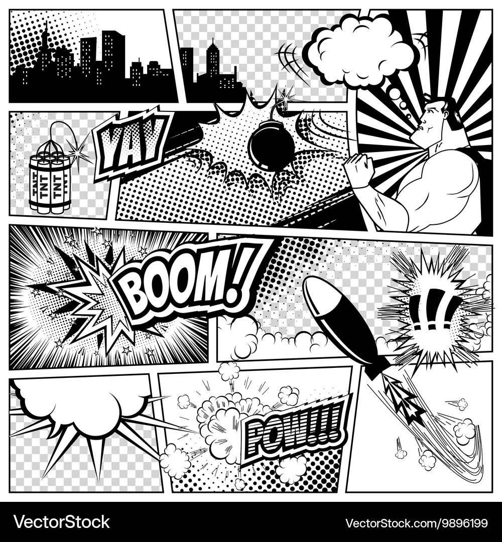 Retro Comic Book Speech Bubble Template Royalty Free Vector