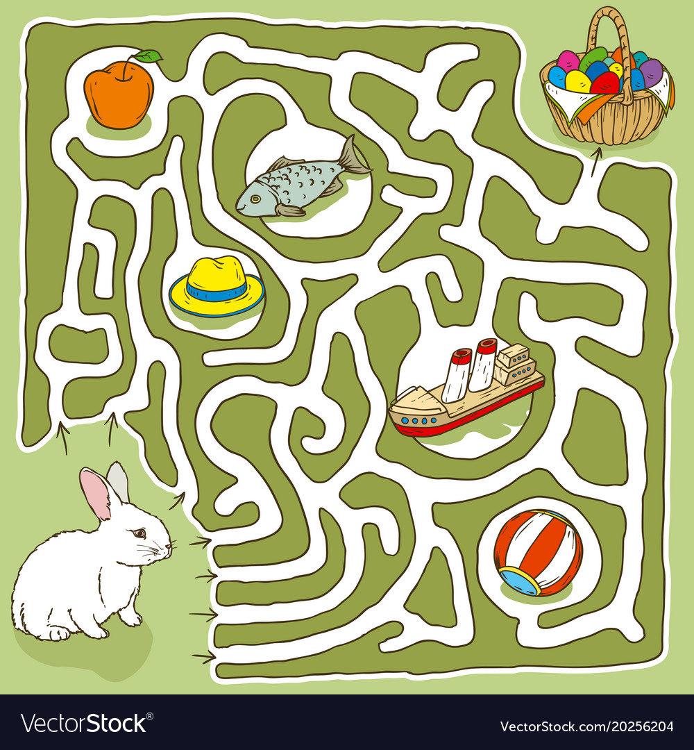 Easter bunny maze game Royalty Free Vector Image