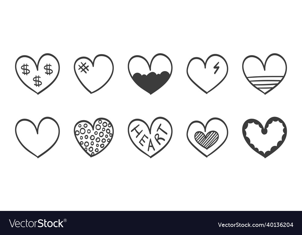 Hand drawn hearts set Royalty Free Vector Image