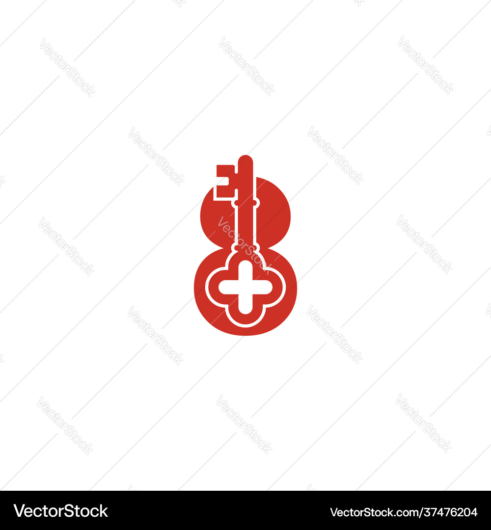 Number 8 logo icon with key design symbol Vector Image