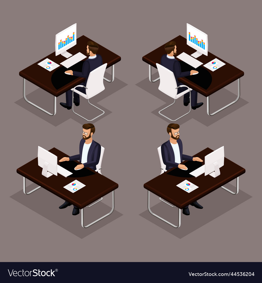 Trend isometric people set 3 3d businessman Vector Image Trend isometric people set 3 3d businessman Vector Image