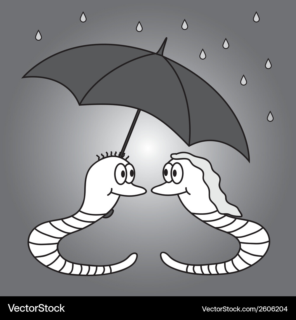 Two worms and rainy weather eps10 Royalty Free Vector Image